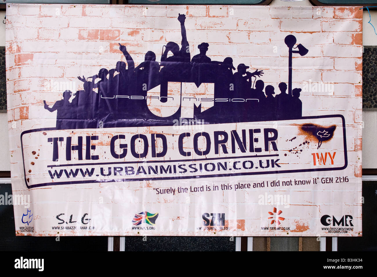 London , Notting Hill Carnival Parade , sign outside The God Corner ...