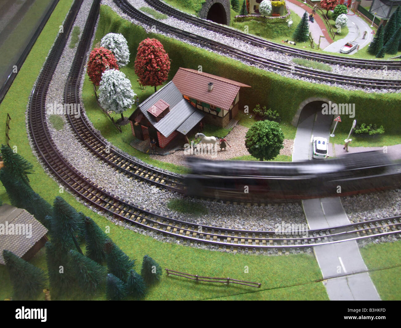 collector's miniature hobby train set in action Stock Photo - Alamy