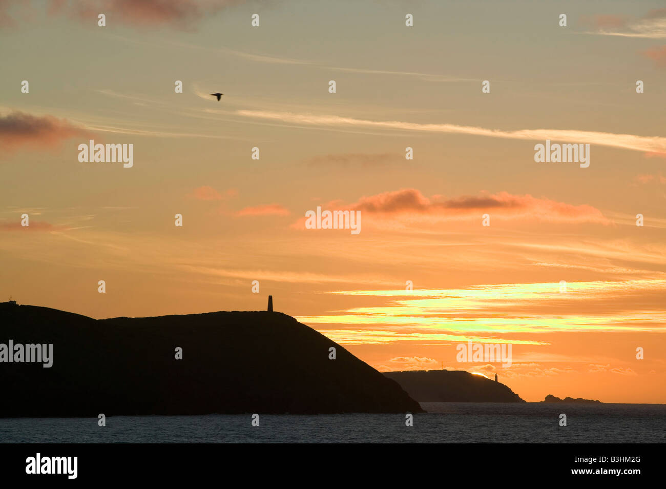 Stepper Point and Trevose Head from Polzeath beach Cornwall UK Stock ...
