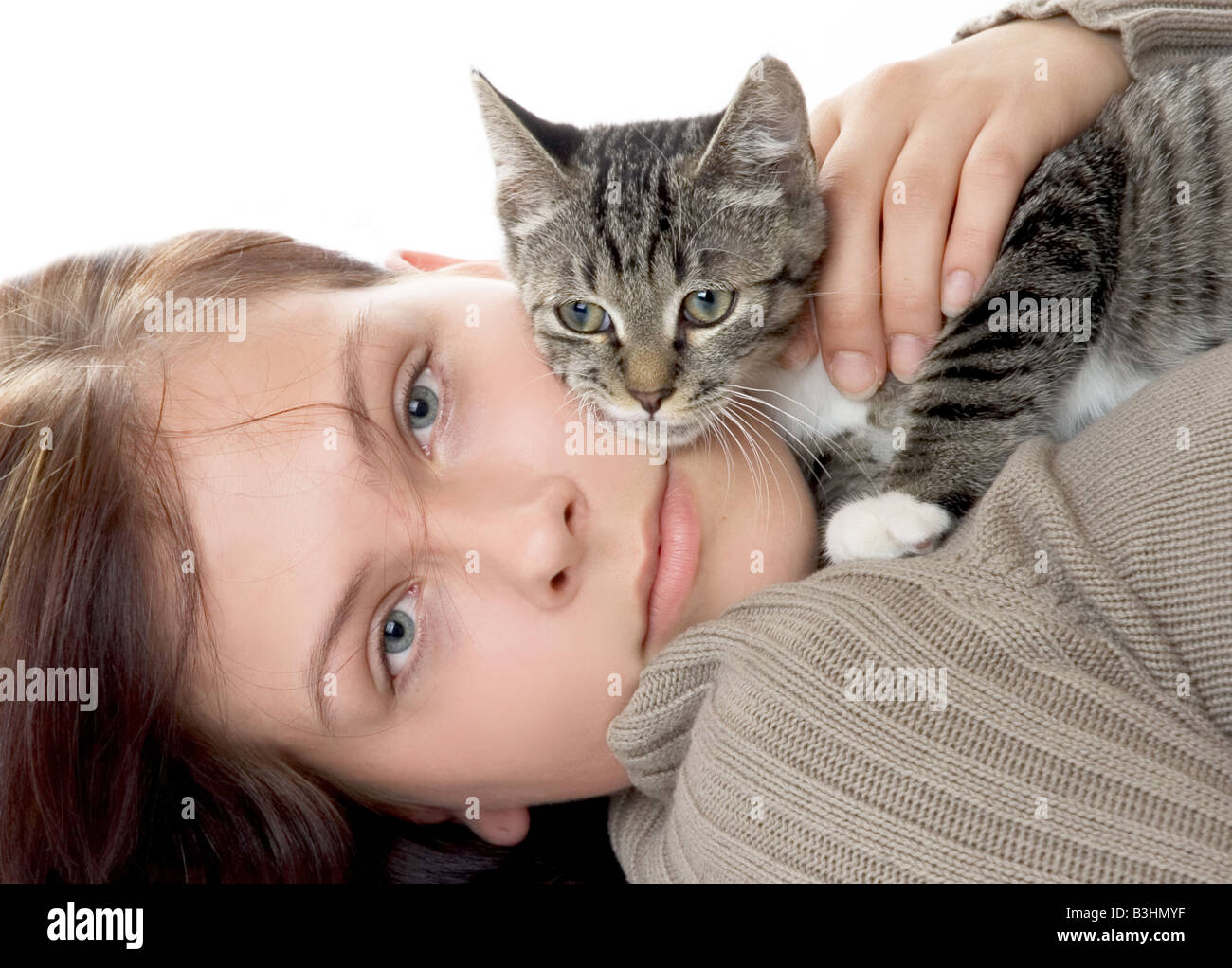 young woman with a cat Stock Photo - Alamy