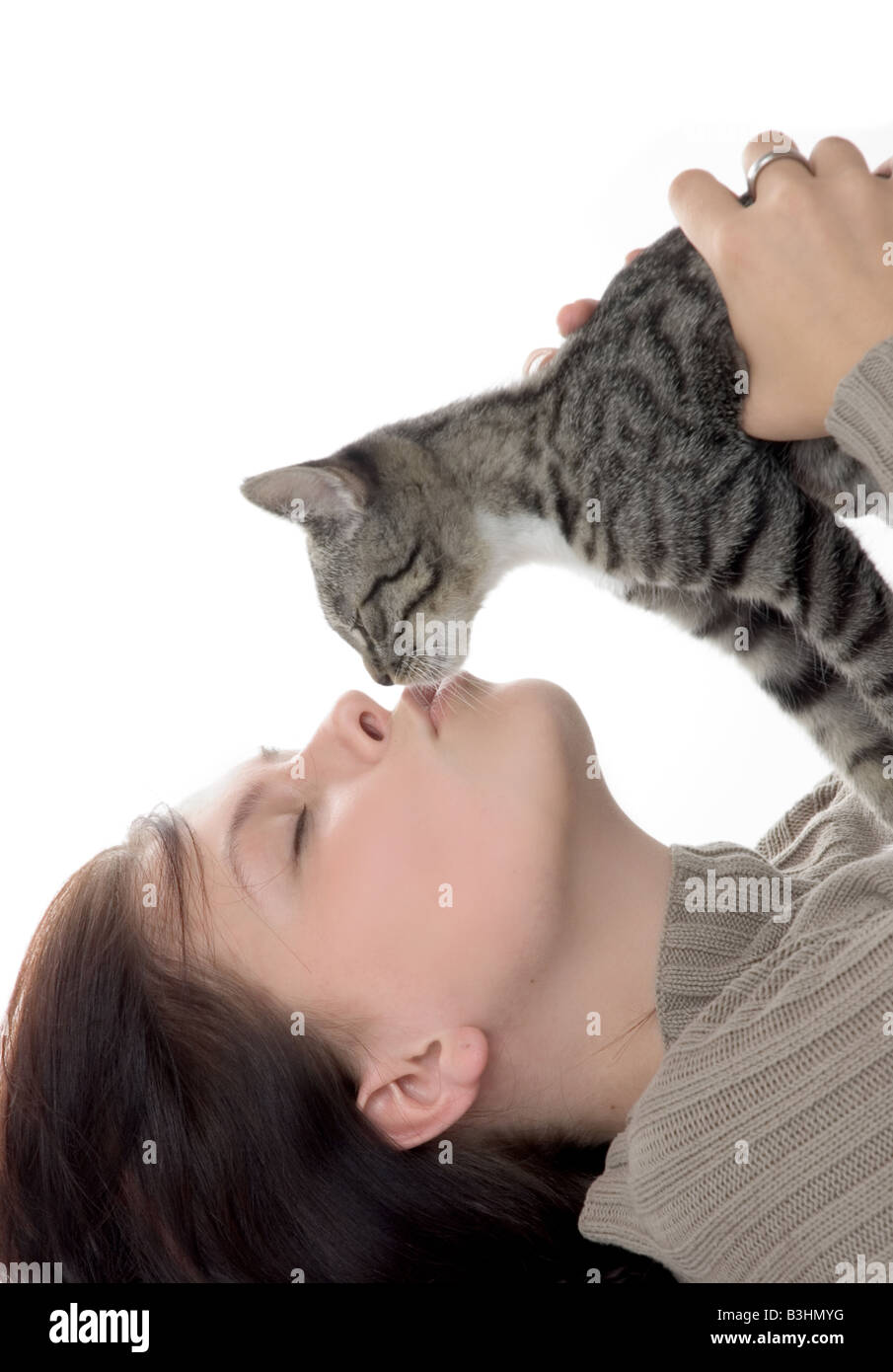 young woman with a cat Stock Photo - Alamy