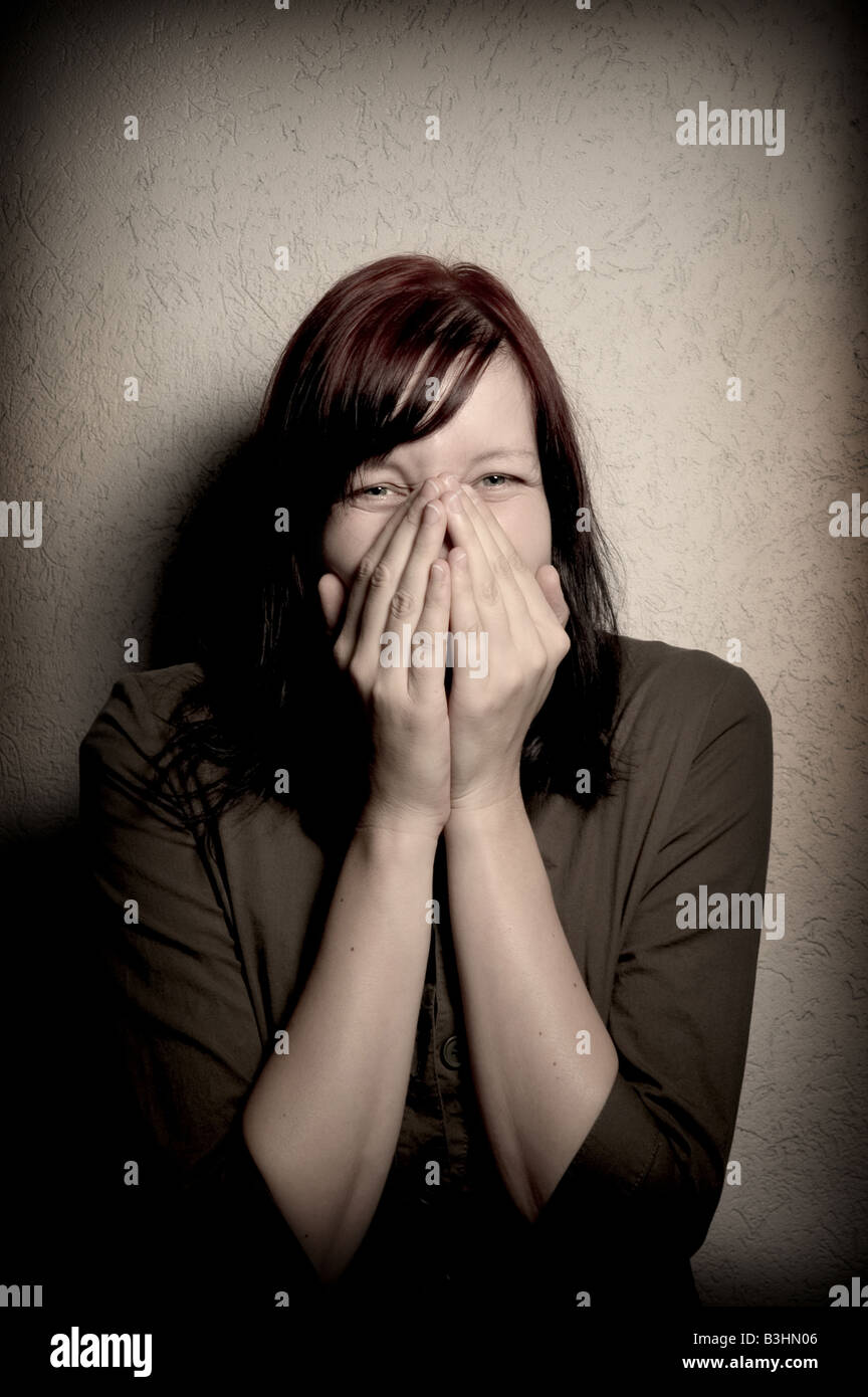 young woman startled Stock Photo - Alamy