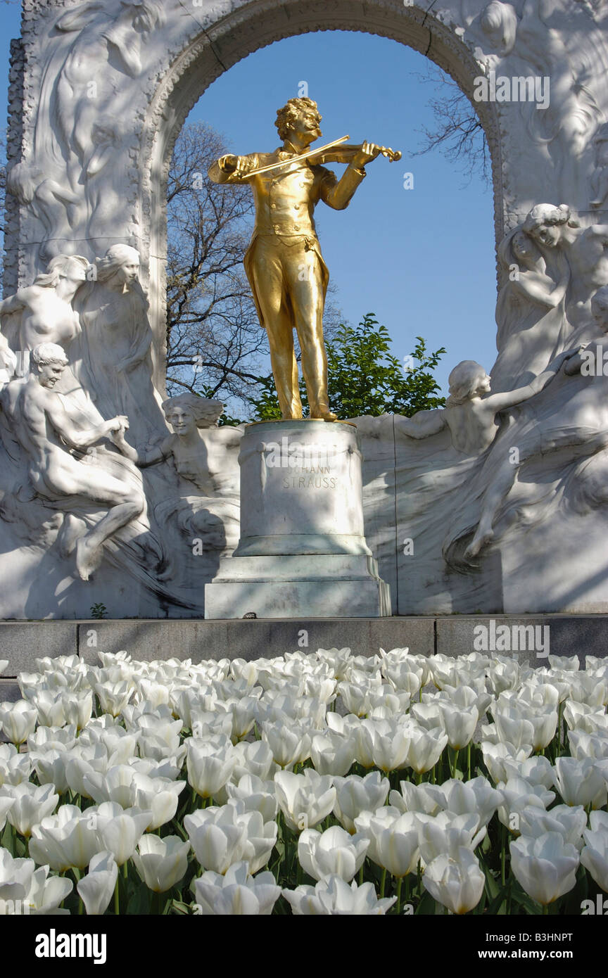 Johann Strauss monument in spring Stock Photo - Alamy