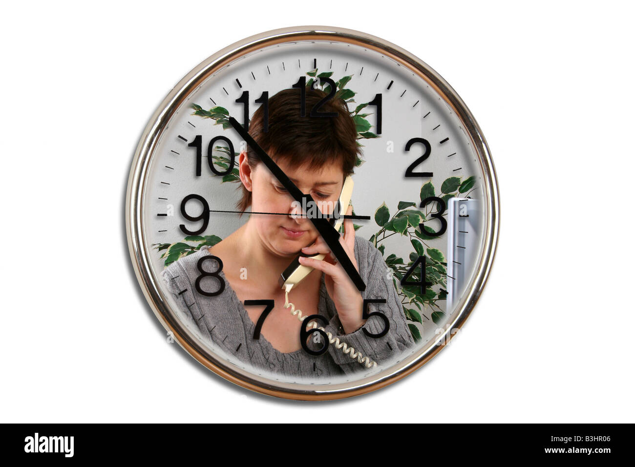 office work and a clock Stock Photo - Alamy