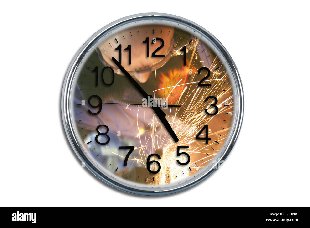 weld work and a clock Stock Photo - Alamy