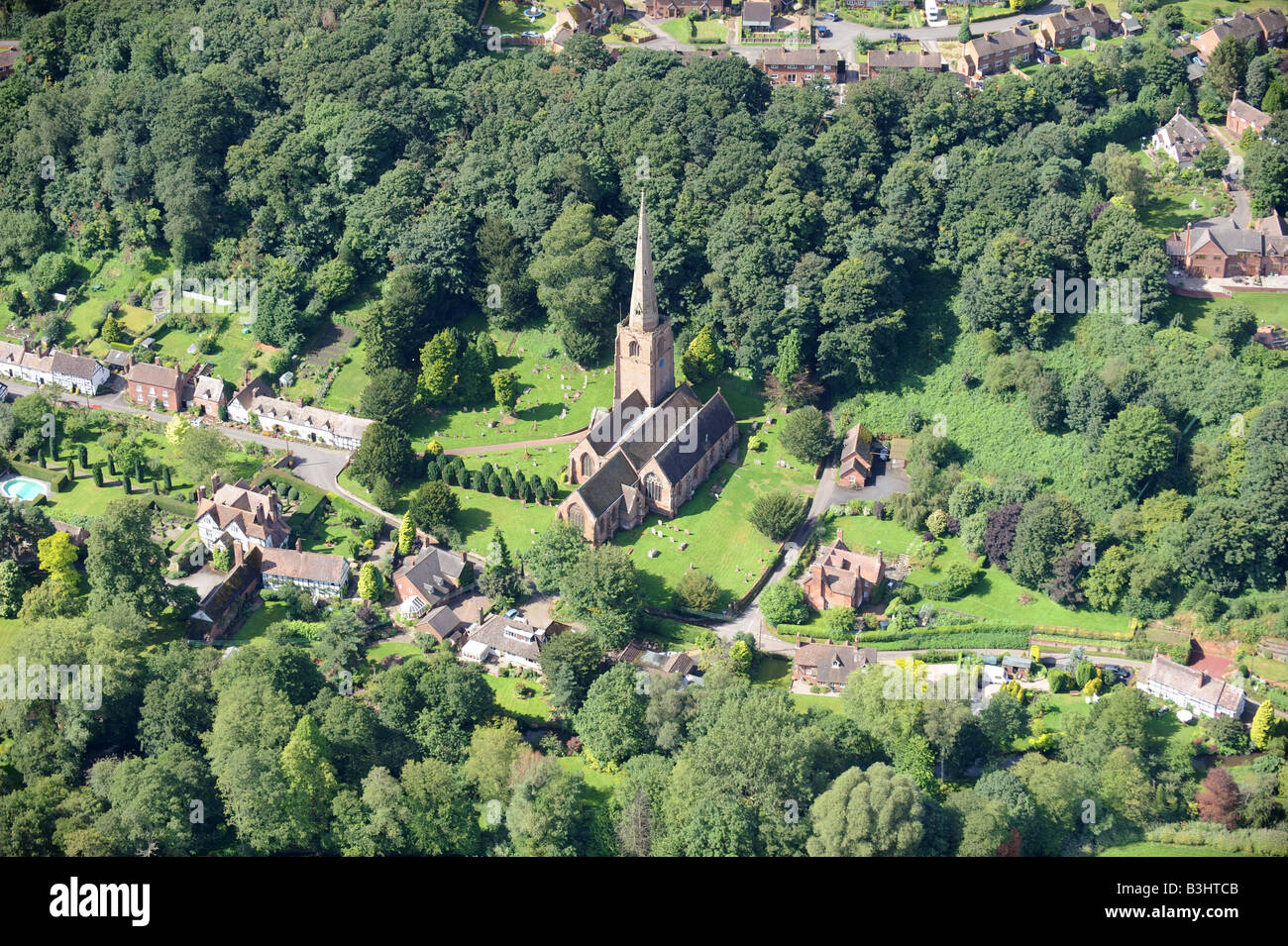 An aerial view of the village of Worfield in Shropshire England Stock ...