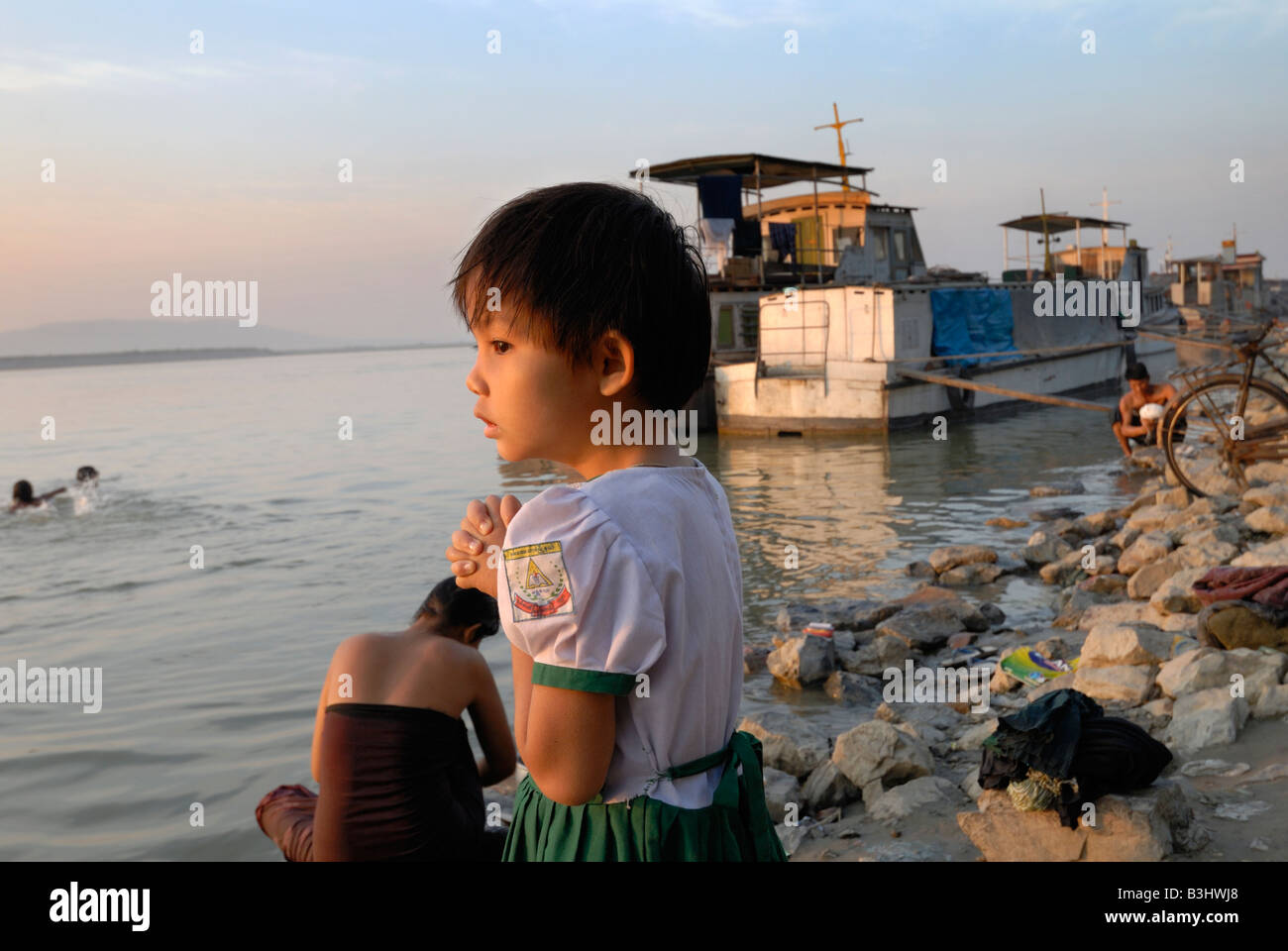 daily lives of burmese who live from the river of Ayeyarwaddy, myanmar ...