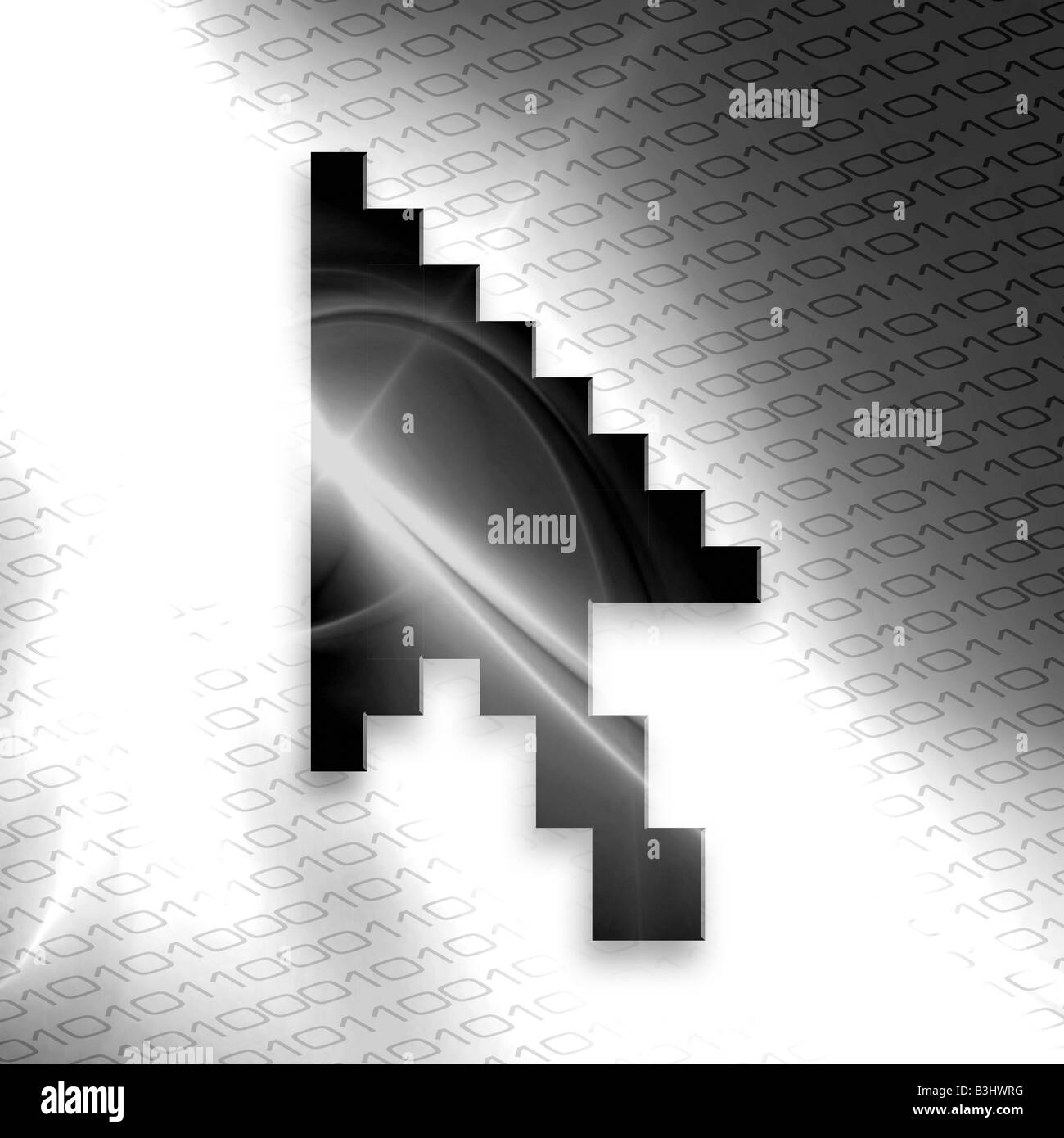 An illustration of a mouse arrow cursor isolated over binary code Stock ...