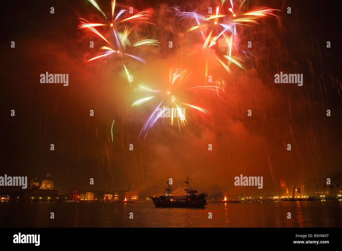Firework display in the bay of Venice, Italy Stock Photo - Alamy