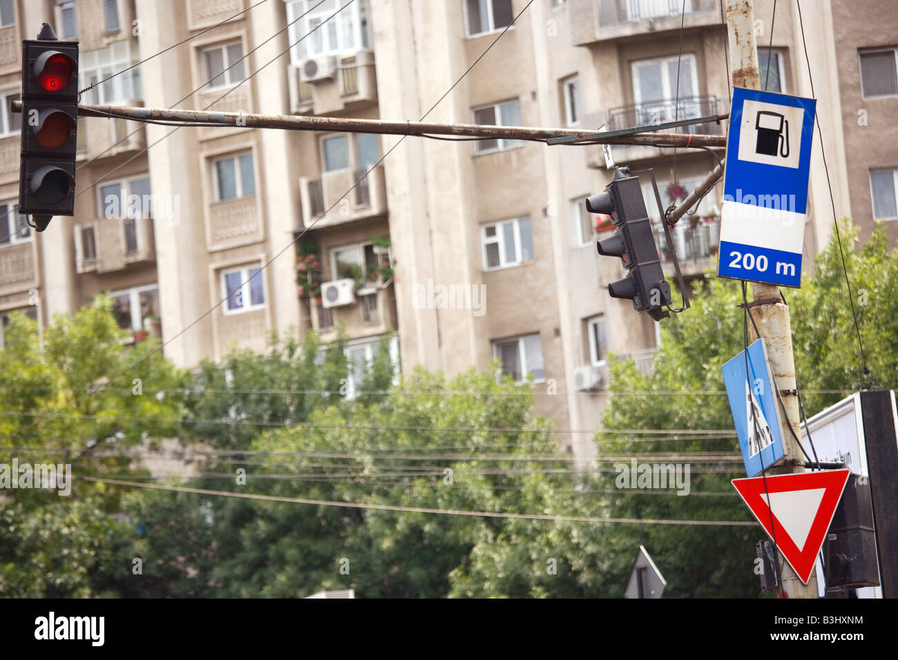 archaic traffic signs and lights at Bucharest romania Stock Photo - Alamy