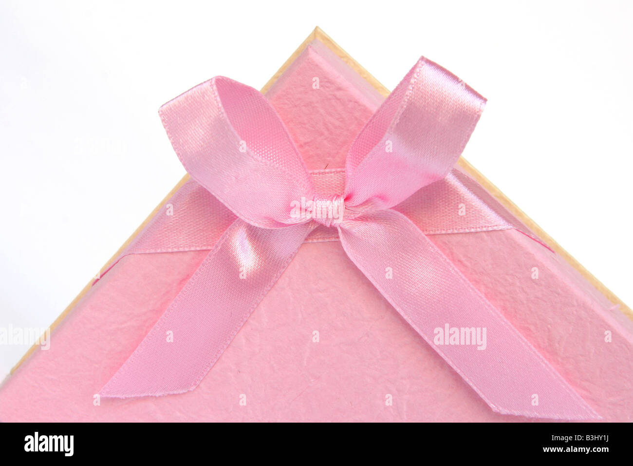 pink gift box detail focus on bow isolated Stock Photo - Alamy