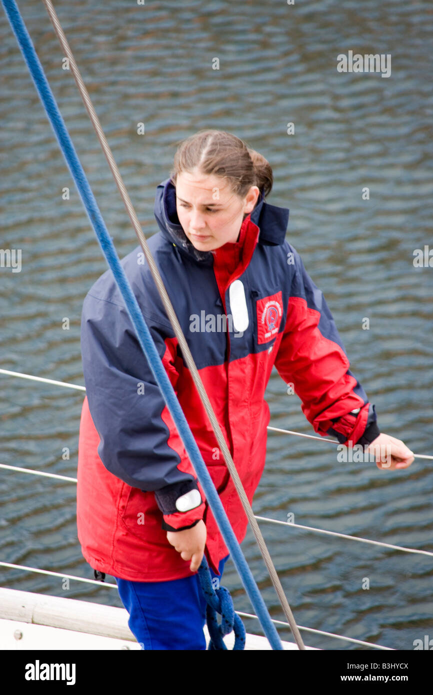 The Rona II sailing ship and young sailors at the Tall Ships race in ...