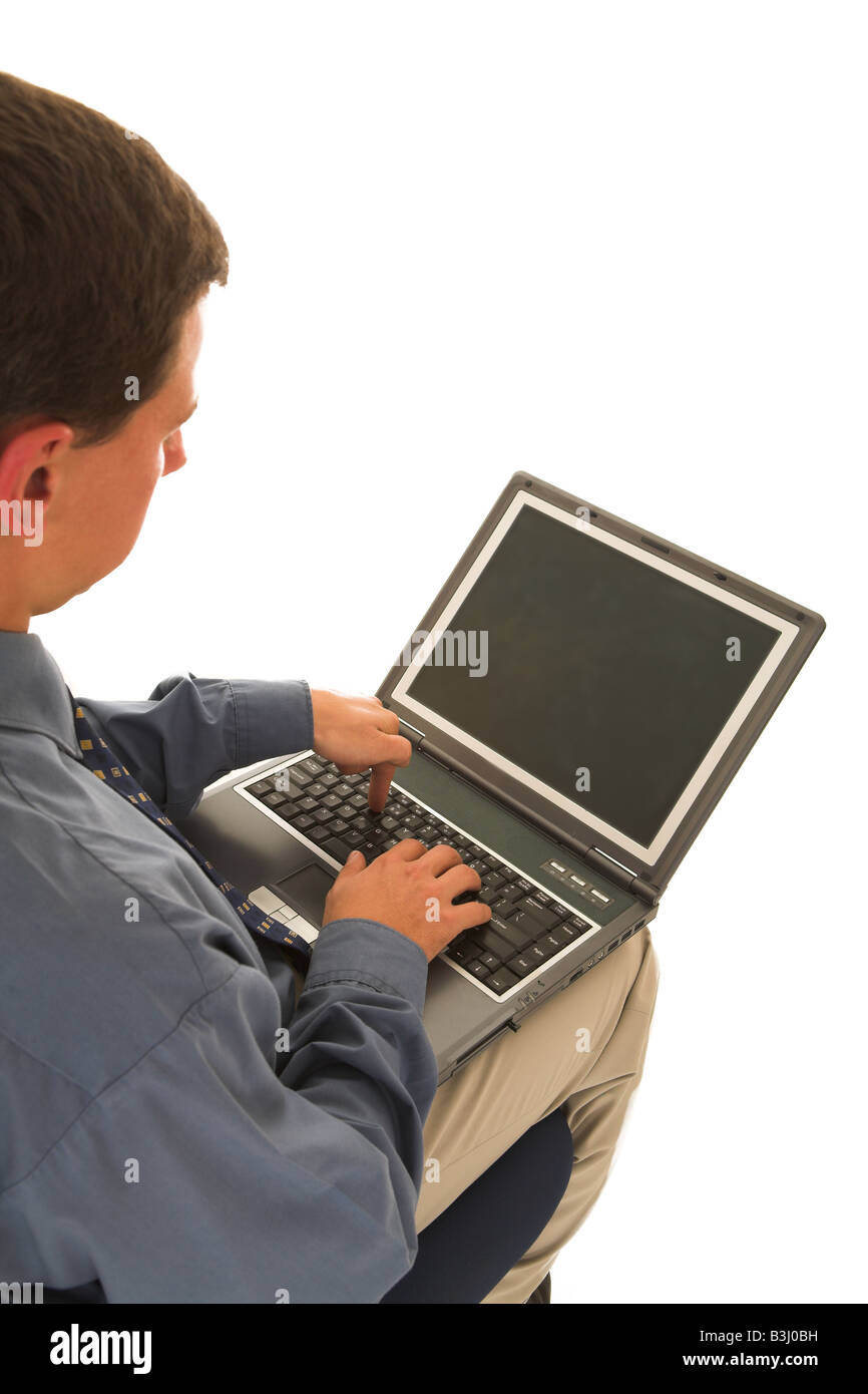 Man working on laptop Stock Photo - Alamy