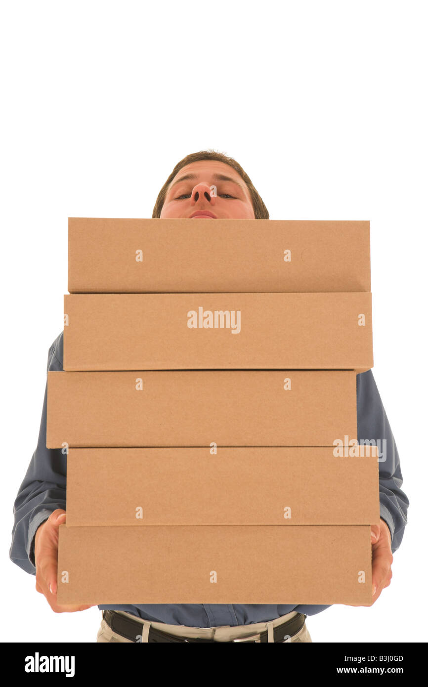 Man carrying boxes Stock Photo - Alamy