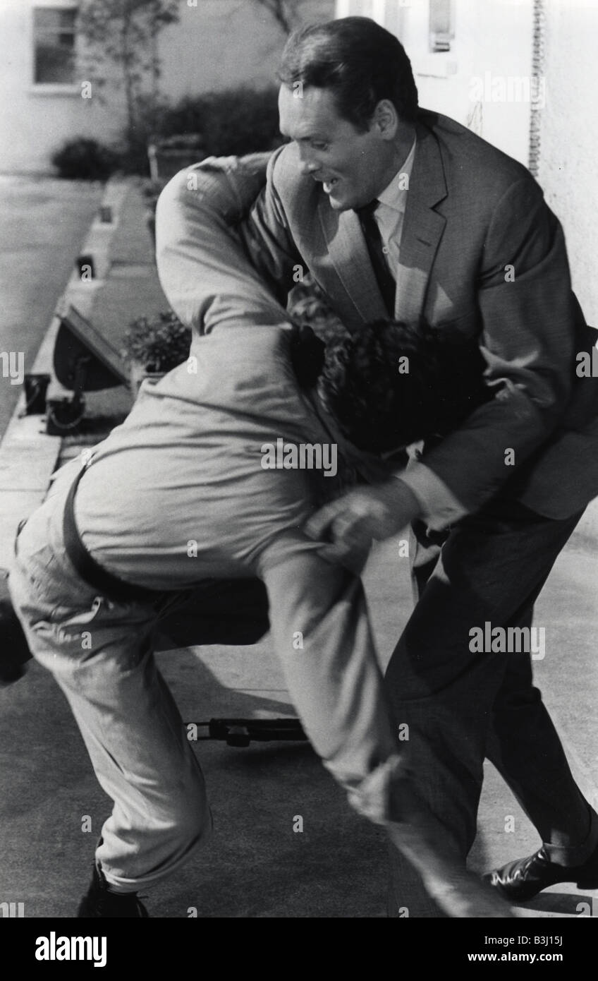 DANGER MAN UK TV series 1960 to 1968 with Patrick McGoohan seen here shooting an episode in ...