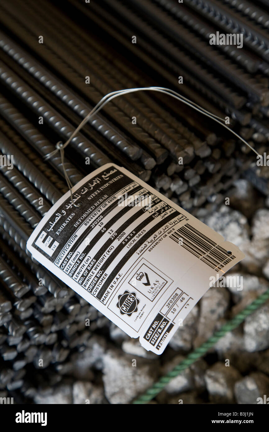 Tagged Stacked steel rebar rods at EISF Steel Factory Mill Abu Dhabi ...