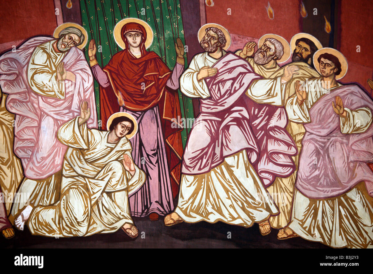 old orthodox paintings in romanian monastery Stock Photo - Alamy