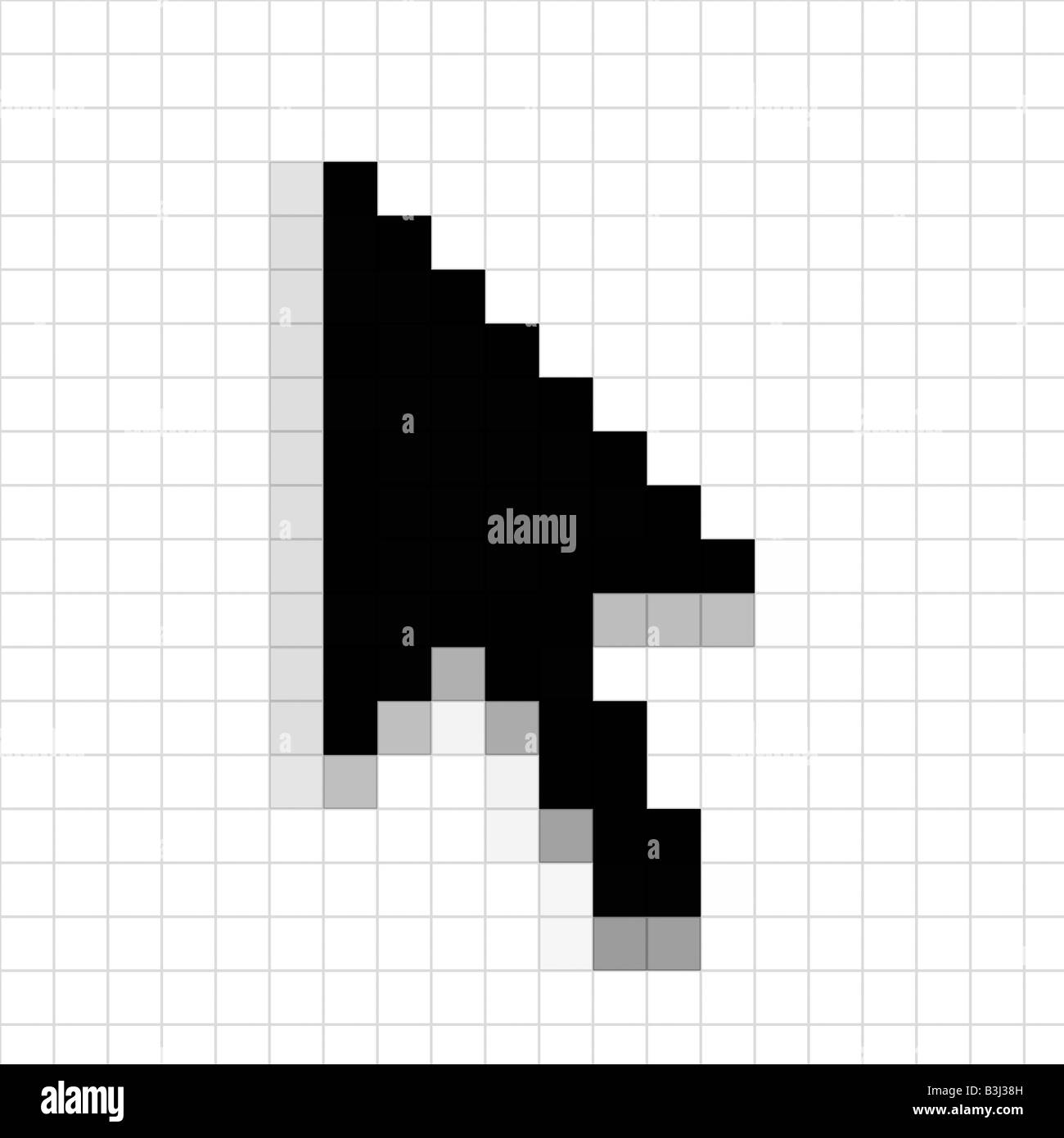 An illustration of a mouse arrow cursor separated into pixel squares ...