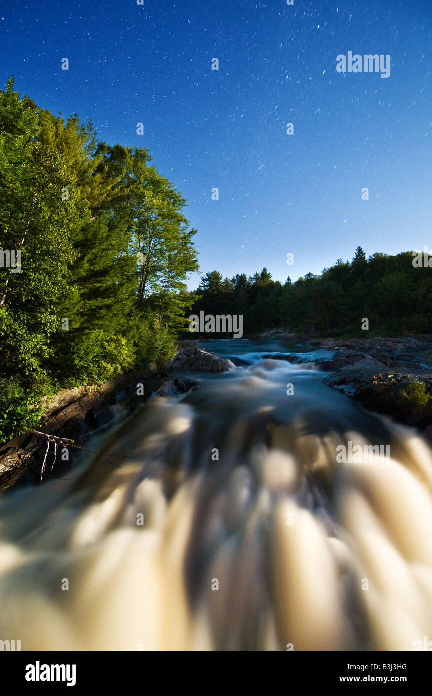 Chutes Ontario Provincial Park waterfalls lit by moonlight in Massey ...