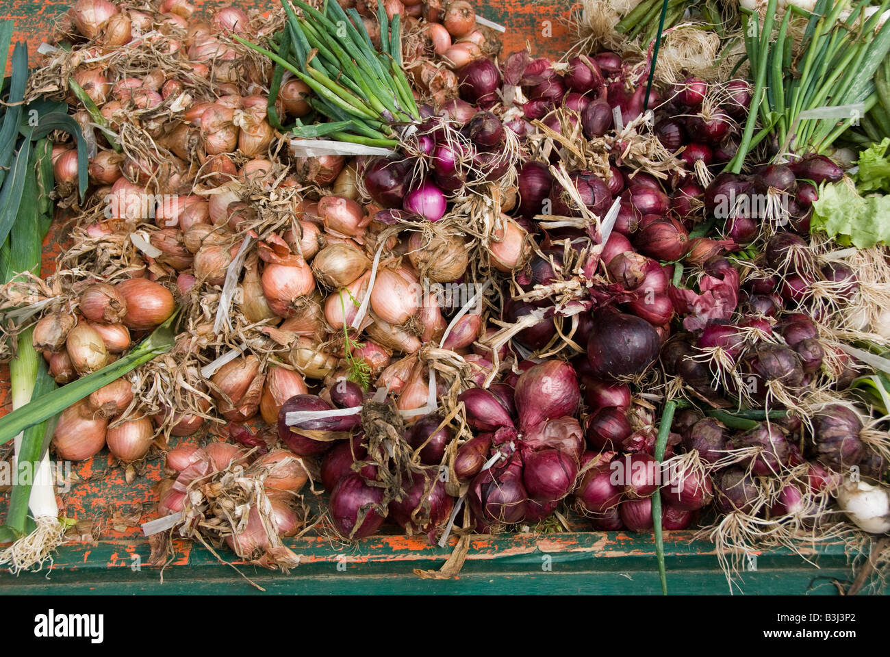 Carteret, Normandy, France. Fresh vegetables on a stall in the weekly ...