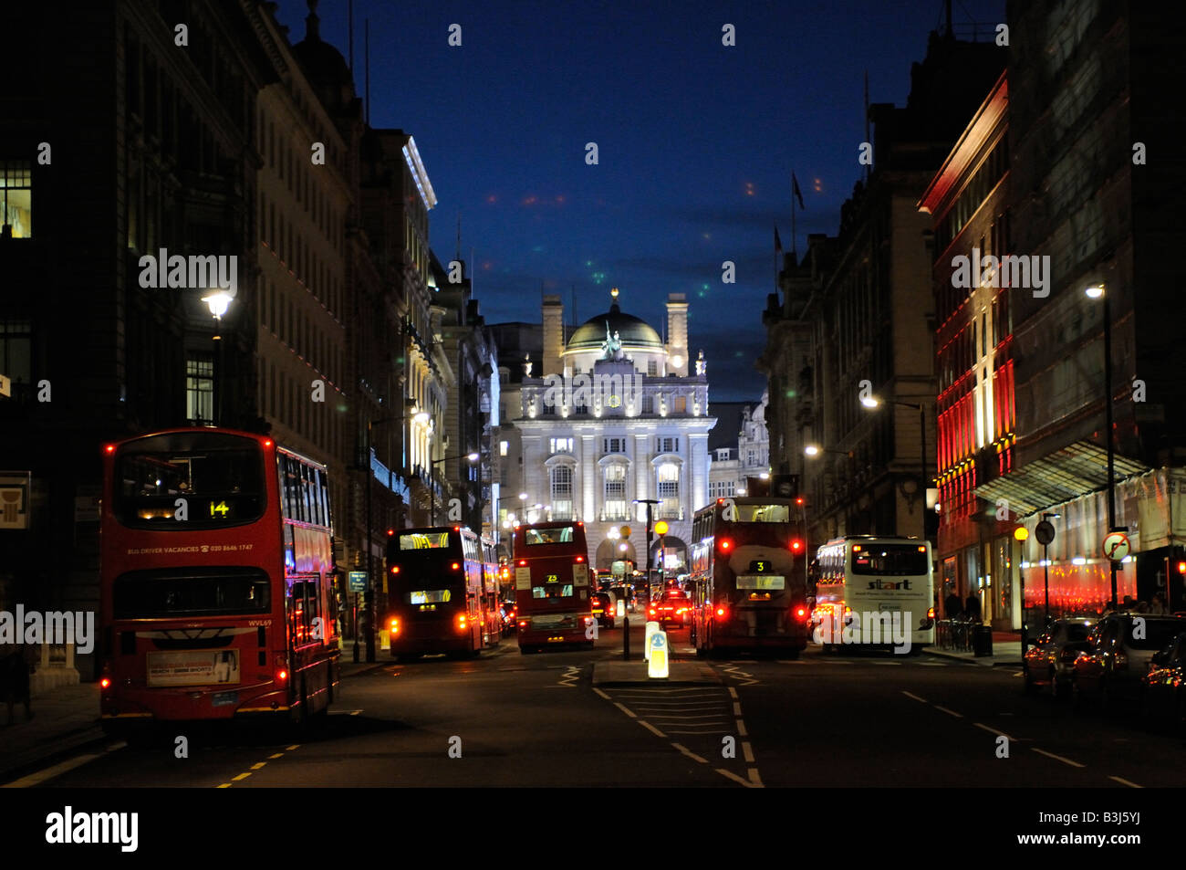 Night traffic on Regent Street London UK Stock Photo - Alamy