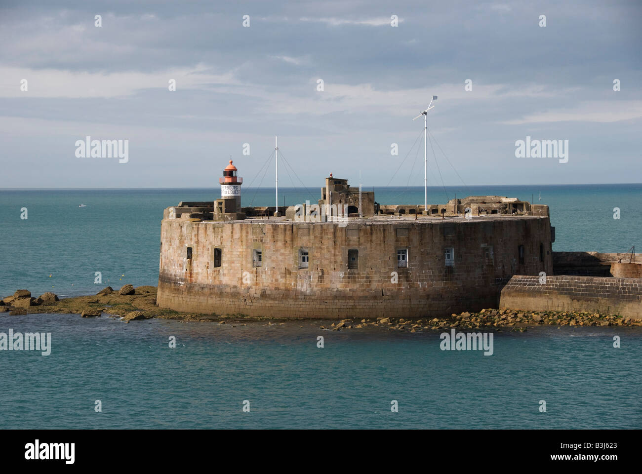 A breakwater and fortification in Cherbourg harbour, Normandy, France ...