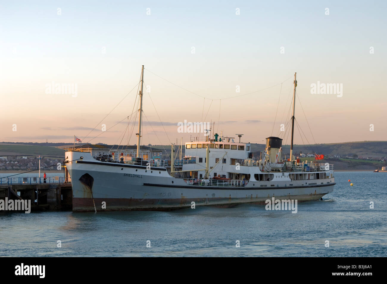 The historic steam ship SS Shieldhall moored at the entrance to ...