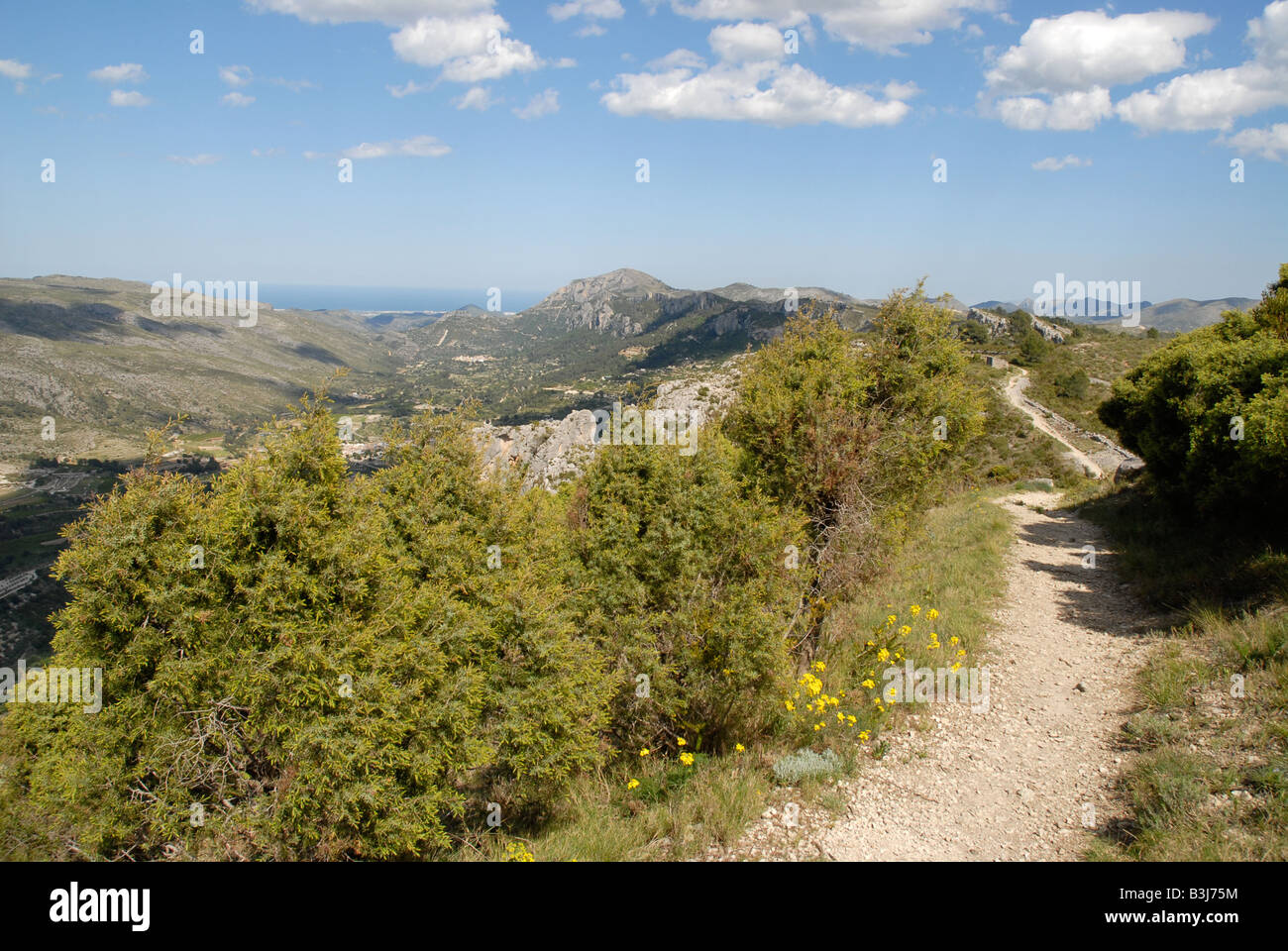 path along the ridge of Sierra de la Forada, looking to the coast ...