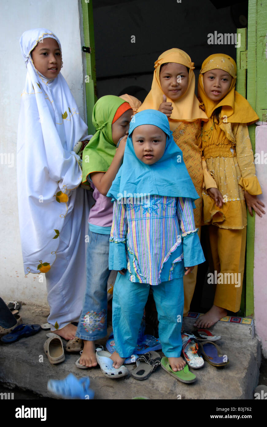 happy muslim children at the charity sponsored islamic school in slum ...