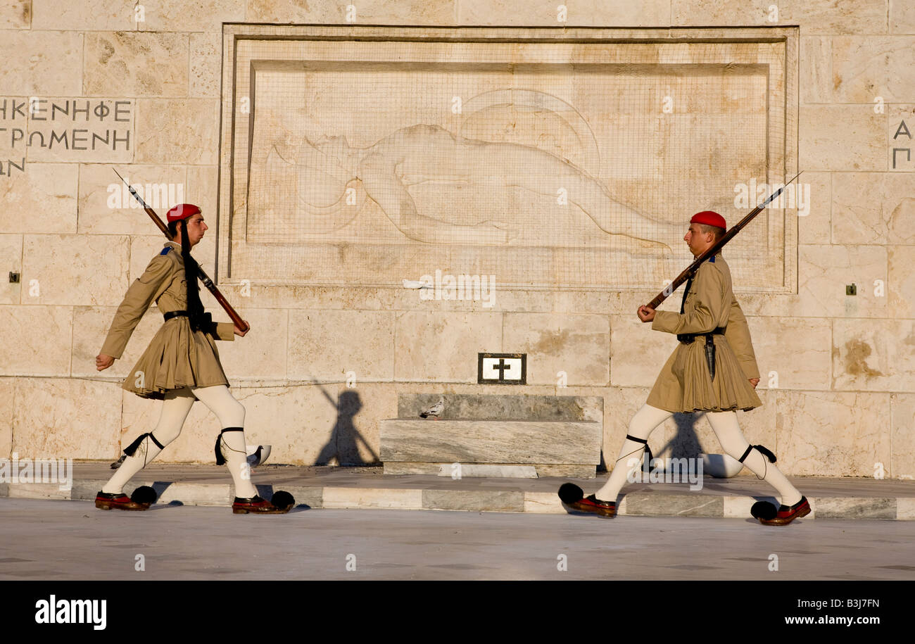 Traditional Evzon Guard at Tomb Of The Unknown Soldier, Athens, Greece ...