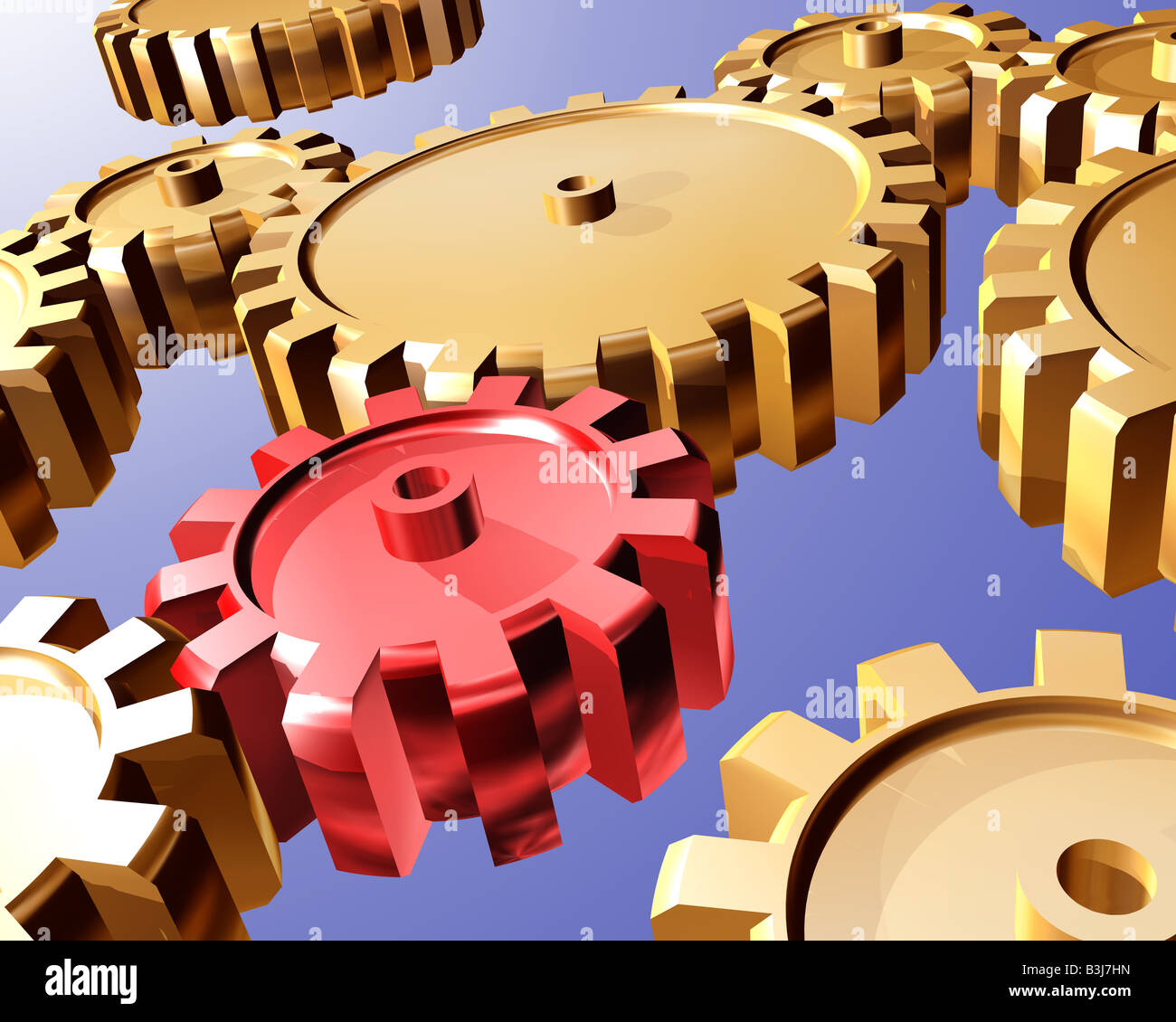 Illustration of highly polished interlocking cogs and gears Stock Photo ...