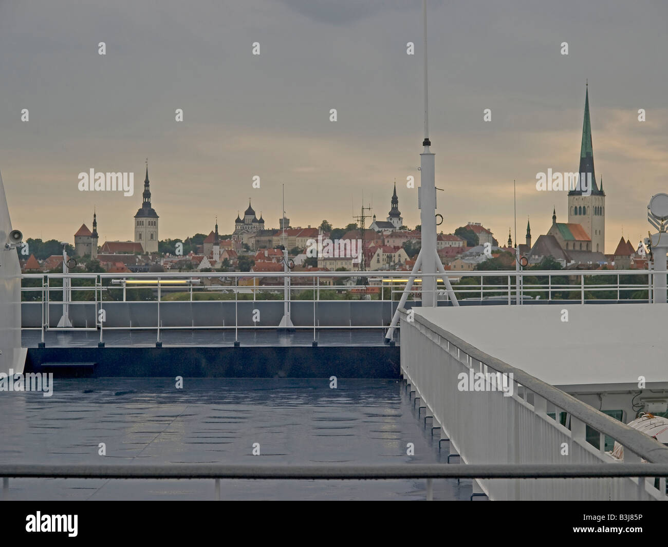 the ferry Viking Line is leaving Tallin view from the aft deck to the ...