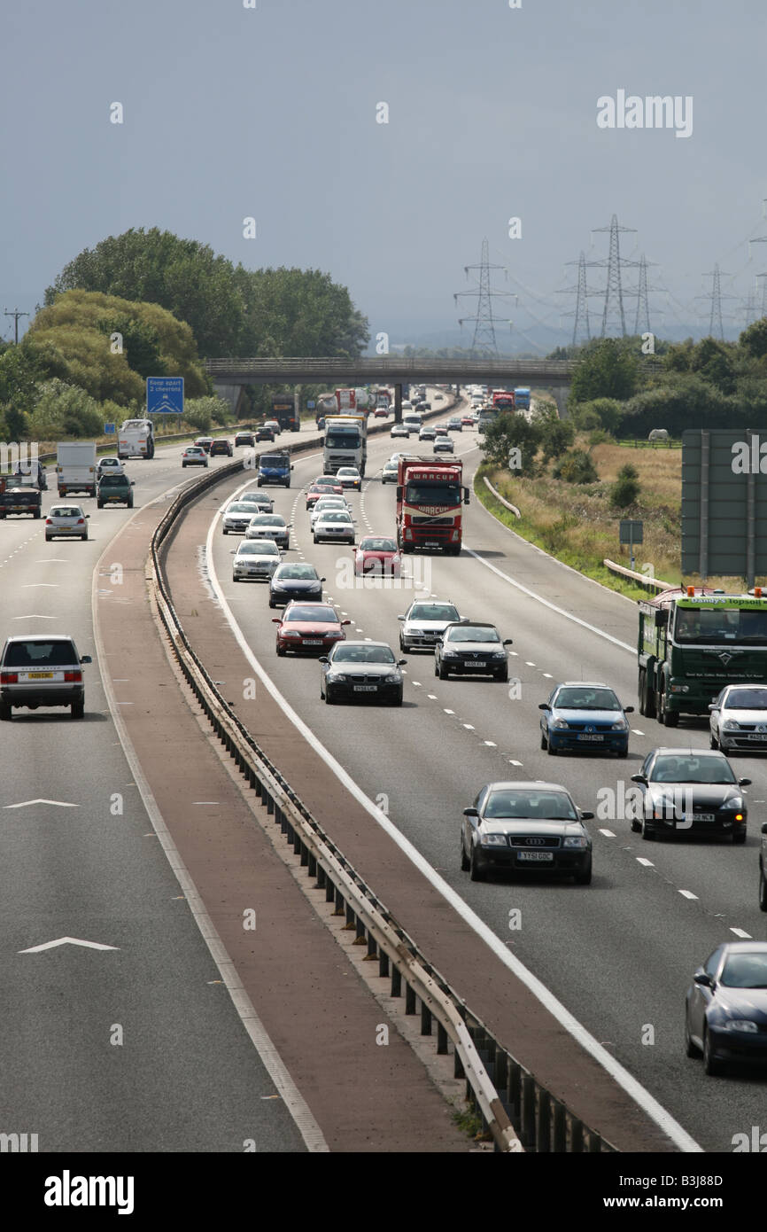 Keep apart 2 chevrons motorway road markings on M56, Cheshire,UK Stock ...