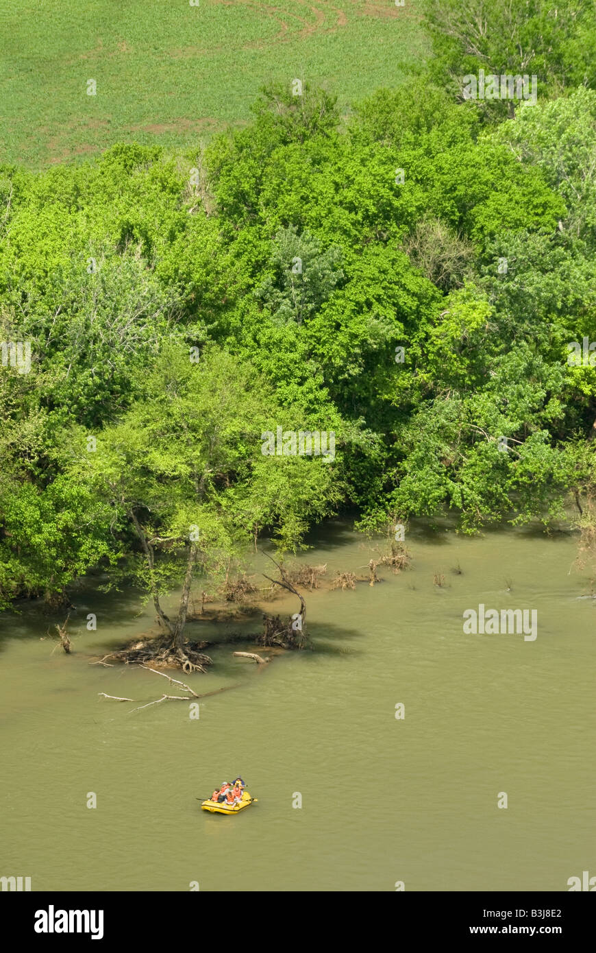People floating the Buffalo National River in the Ozark Mountains ...
