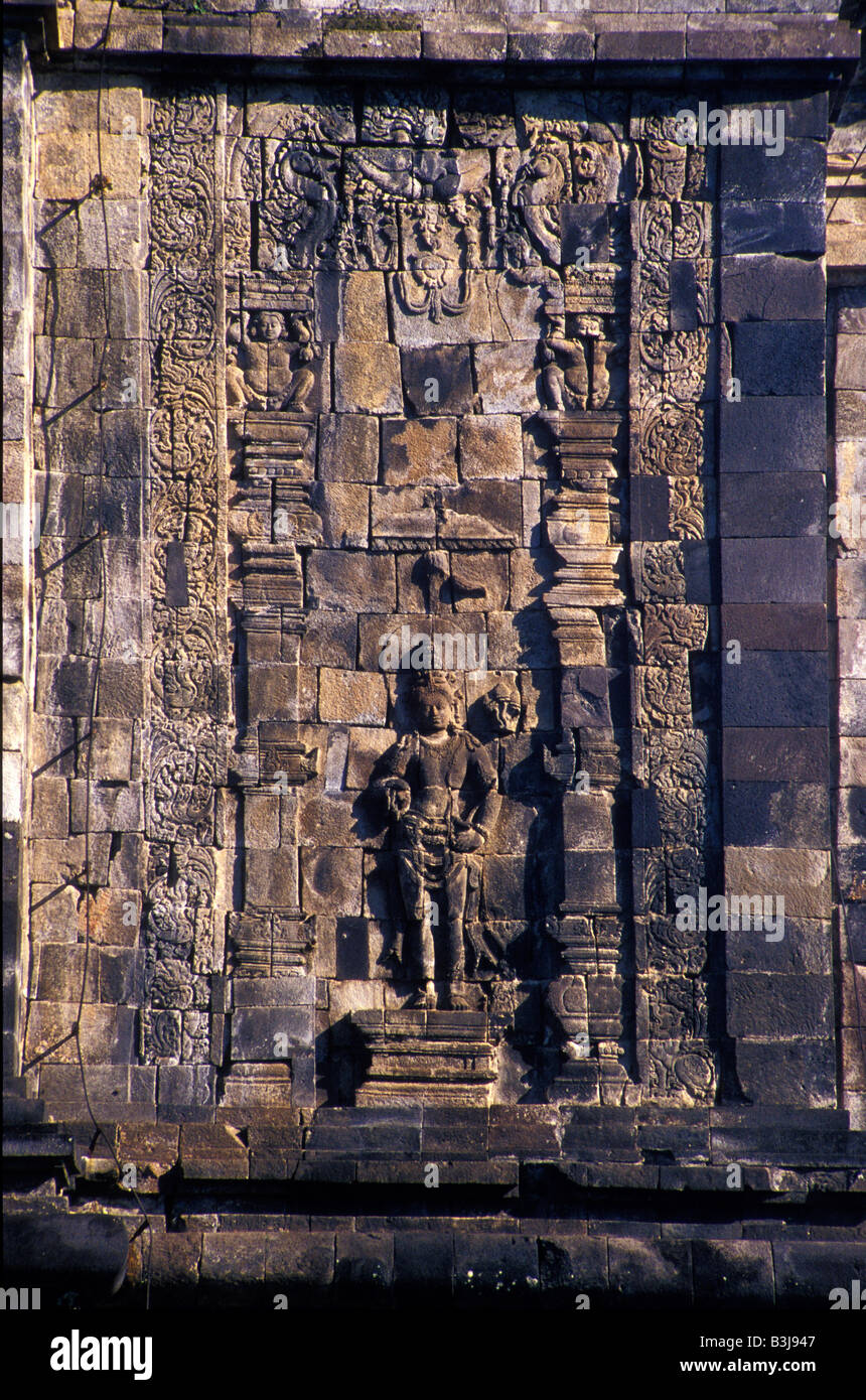 mendut temple relief sculpture detail java indonesia Stock Photo - Alamy