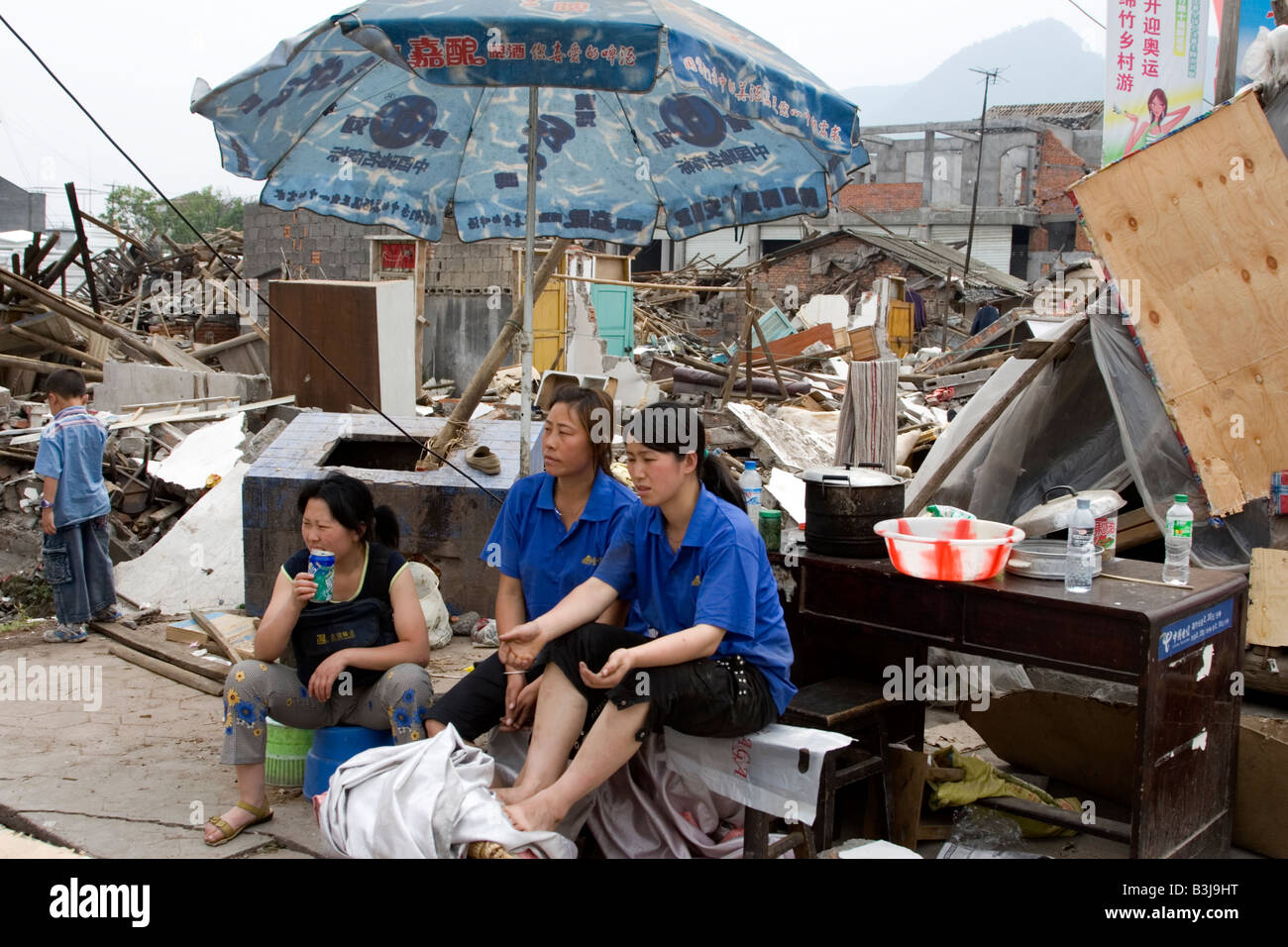 Survivors of the massive earthquake of May 12 2008 in Sichuan sitting ...