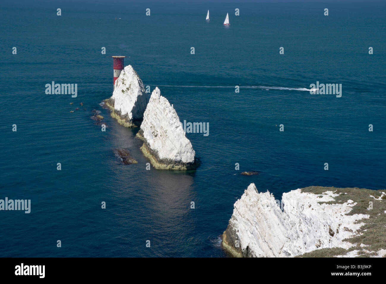 The Needles Lighthouse and Rocks, Isle of Wight, UK Stock Photo - Alamy