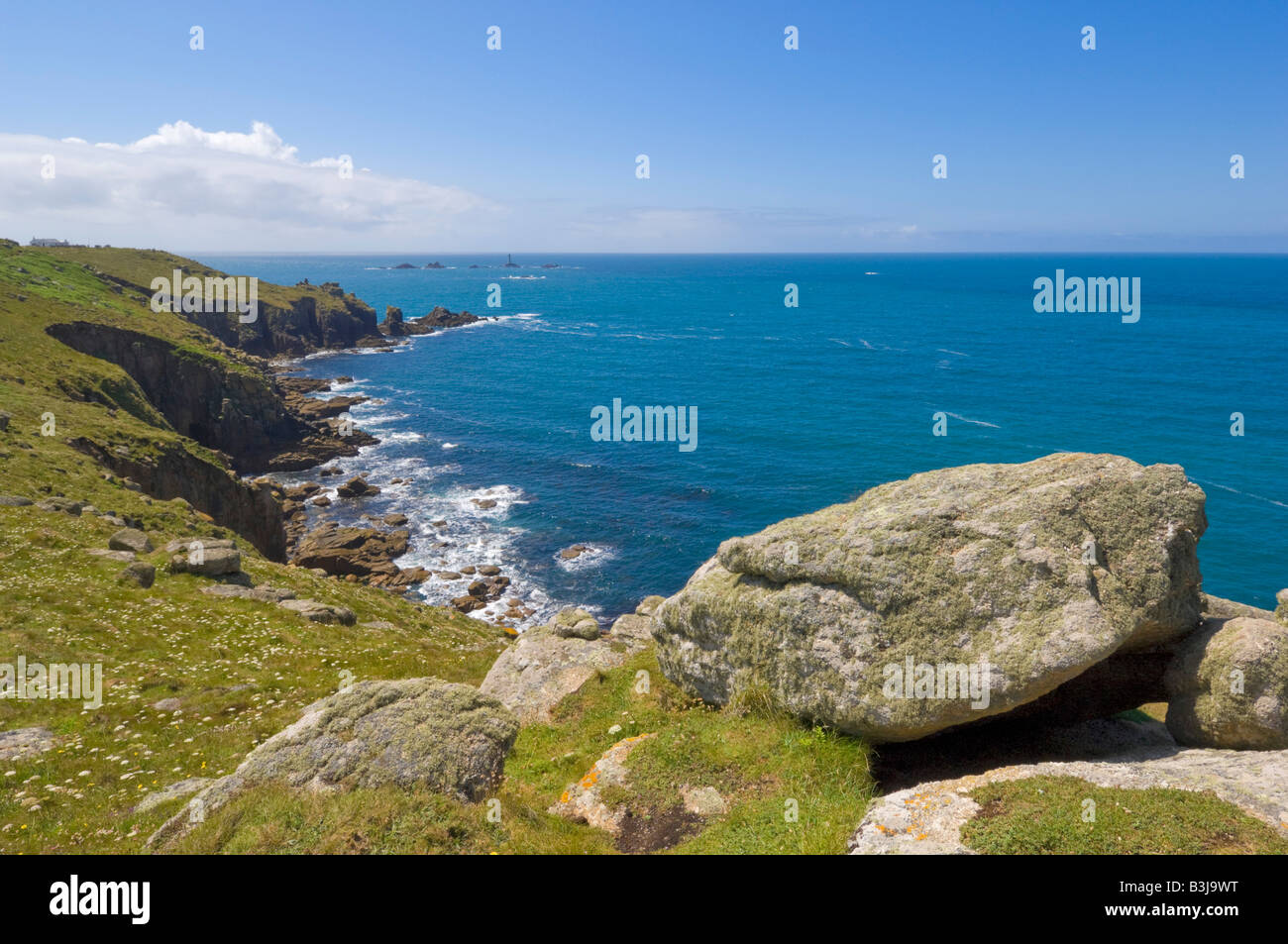 South West Coast path at Mayon cliff Land's end Cornwall West Country ...