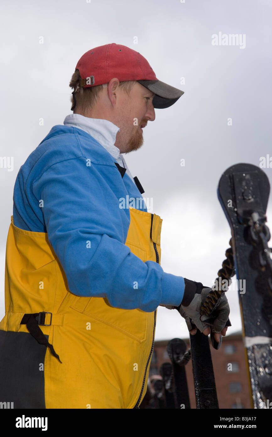 The Rona II sailing ship and young sailor at the Tall Ships race in ...