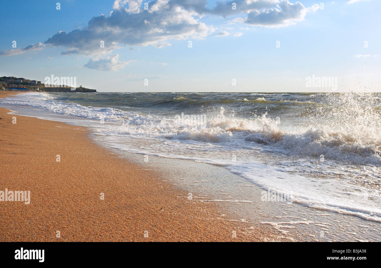 Sea surf wave break on coastline Stock Photo - Alamy