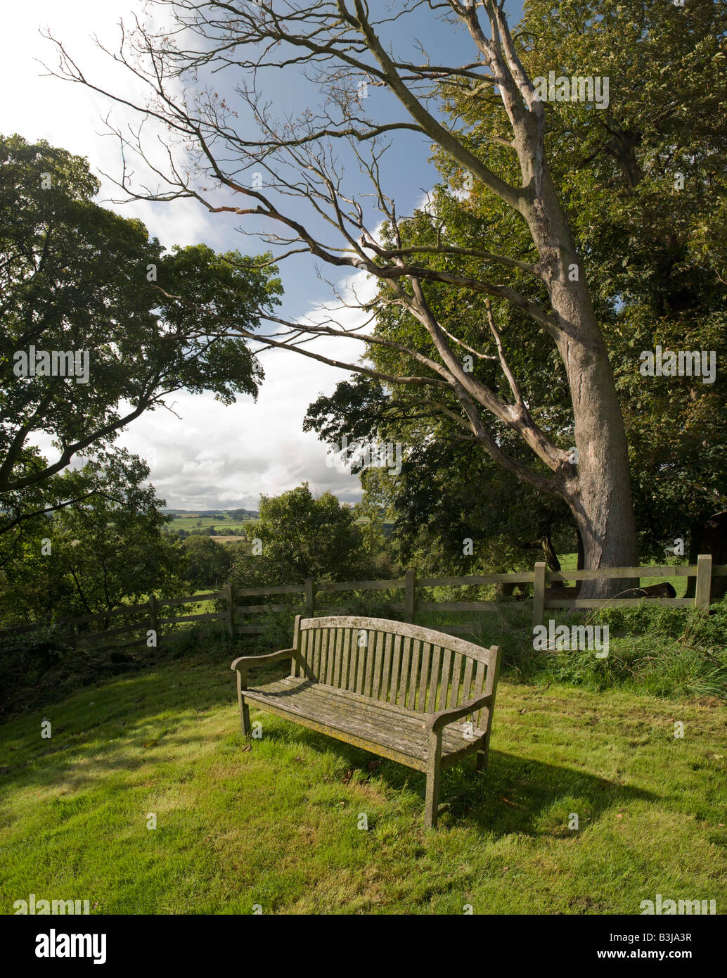 a bench in the countryside Stock Photo - Alamy
