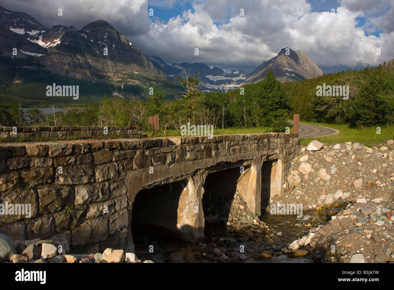 Windy Creek Bridge on the road to Many Glacier in Glacier National Park ...