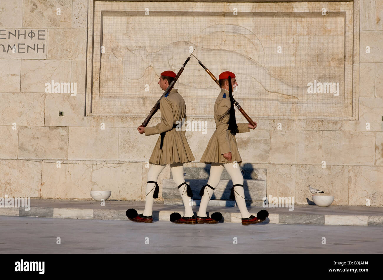Traditional Evzon Guard at Tomb Of The Unknown Soldier, Athens, Greece ...