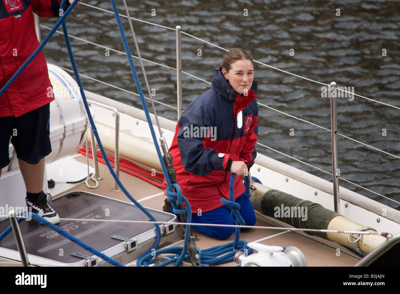 The Rona II sailing ship and young sailors at the Tall Ships race in ...