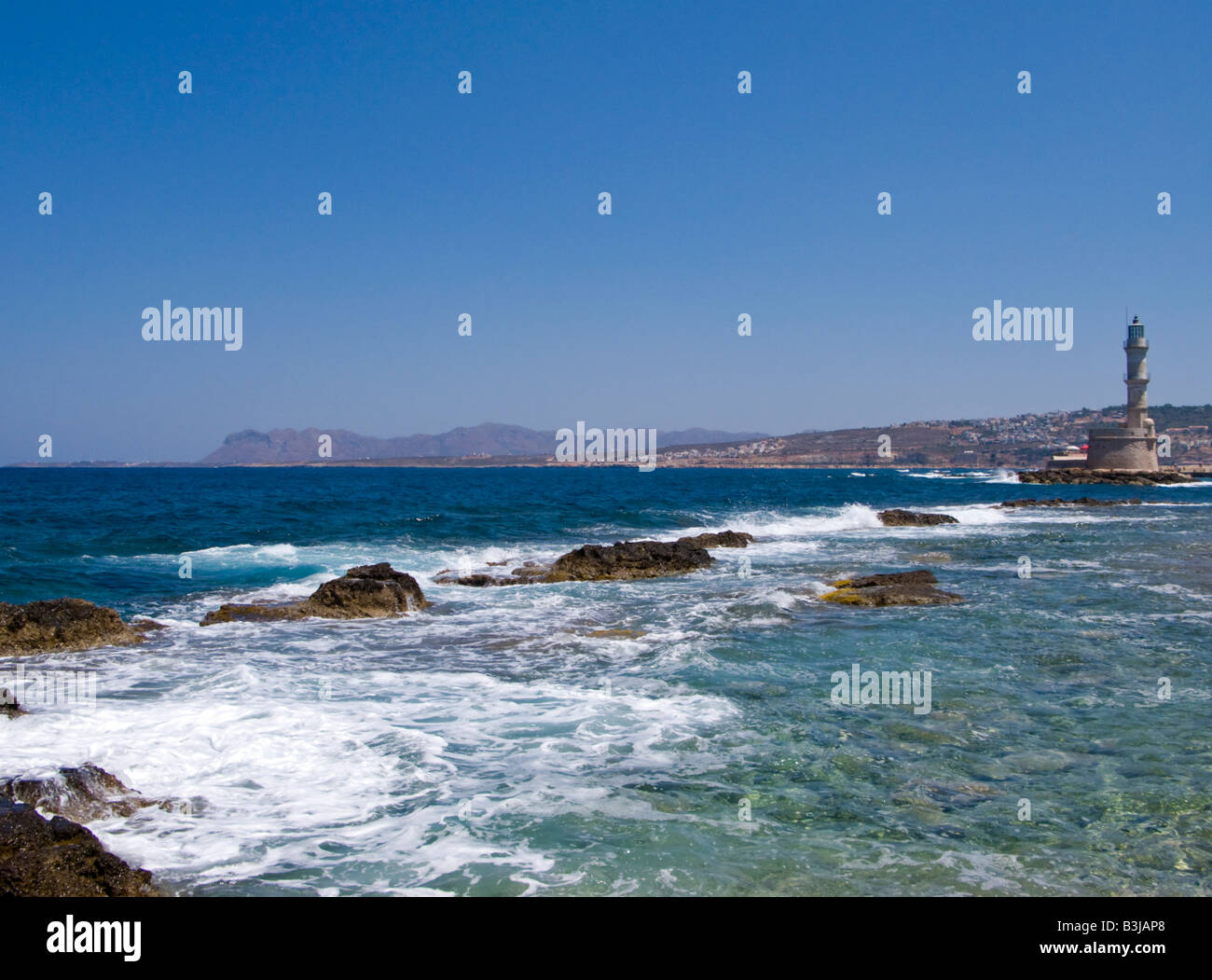Lighthouse Chania Crete Greece Stock Photo - Alamy