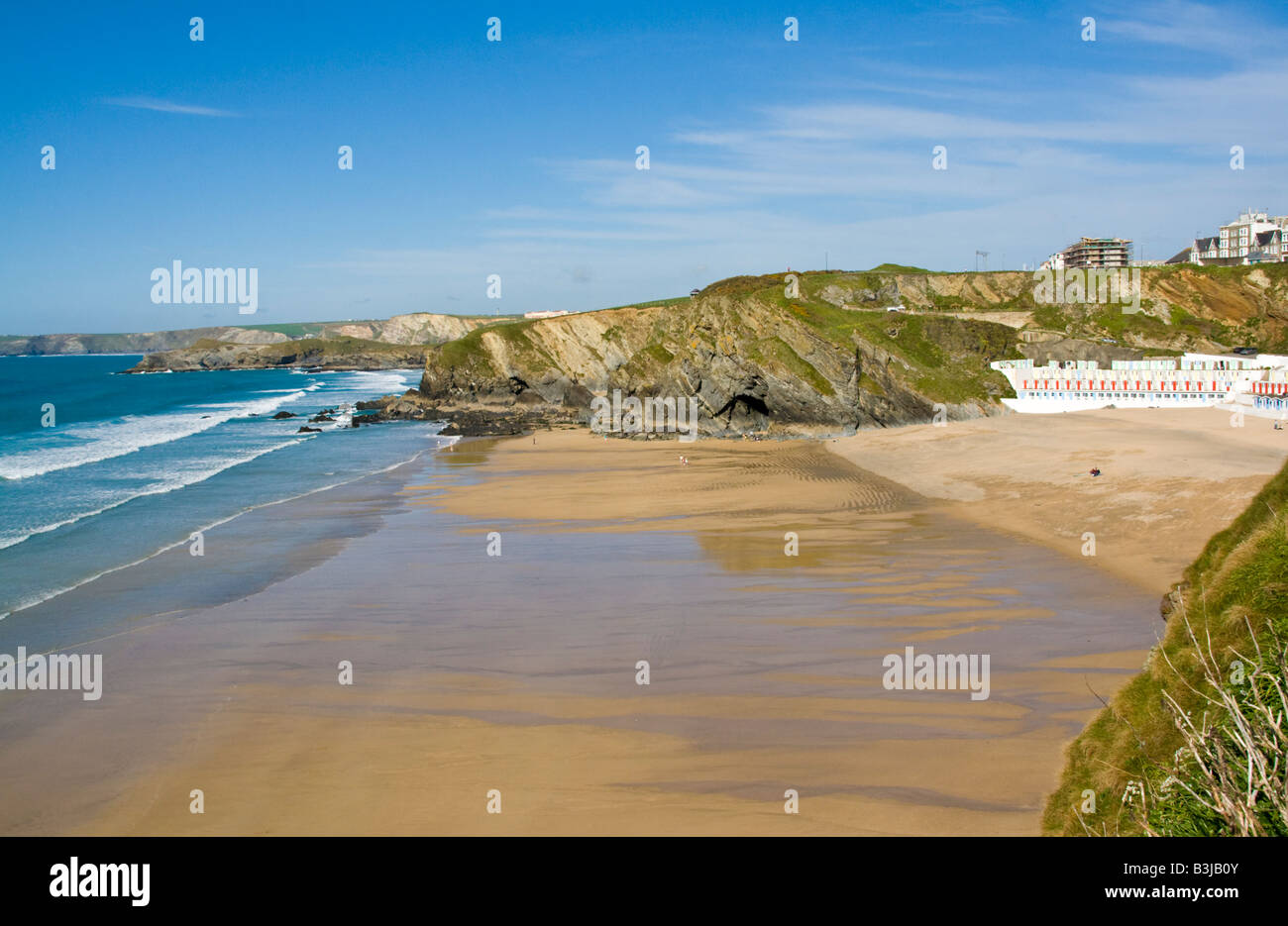 Tolcarne Beach Newquay Cornwall from above Stock Photo - Alamy