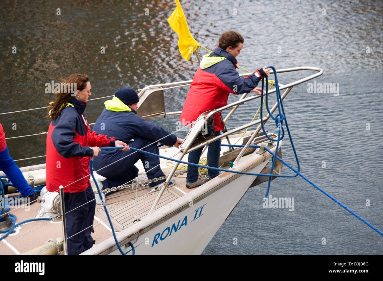 The Rona II sailing ship and young sailors at the Tall Ships race in ...