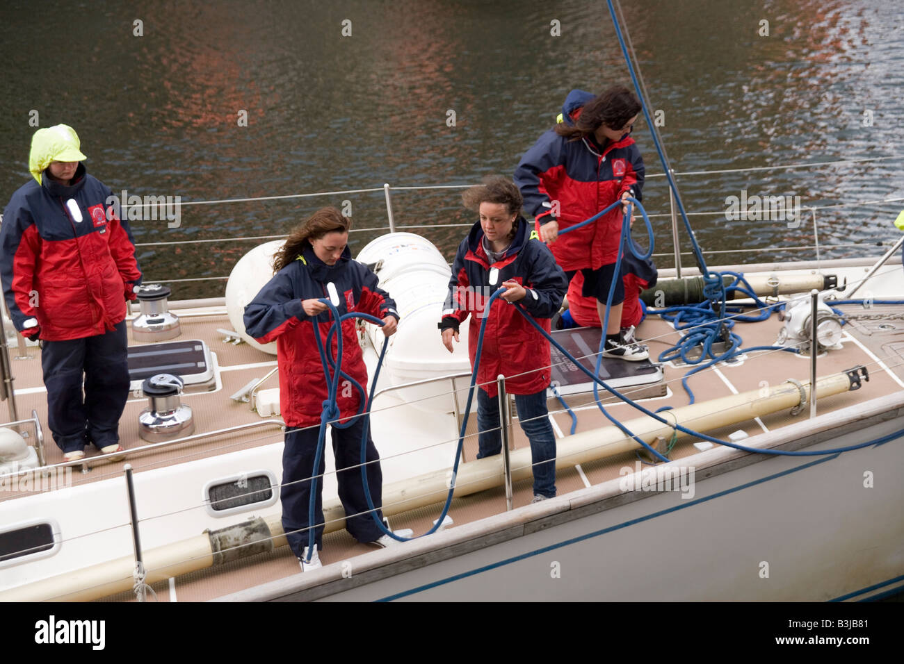 The Rona II sailing ship and young sailors at the Tall Ships race in ...