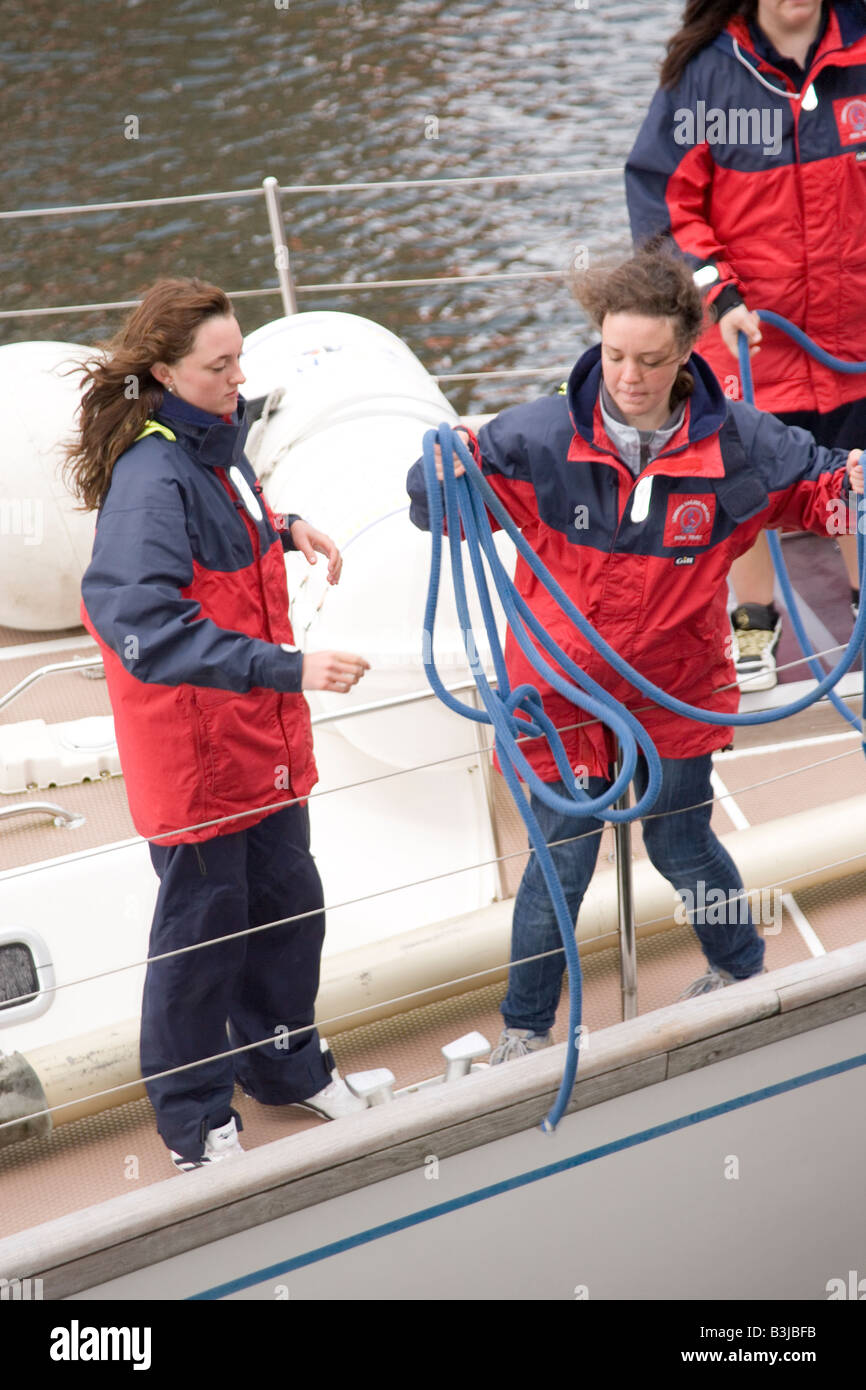 The Rona II sailing ship and young sailors at the Tall Ships race in ...