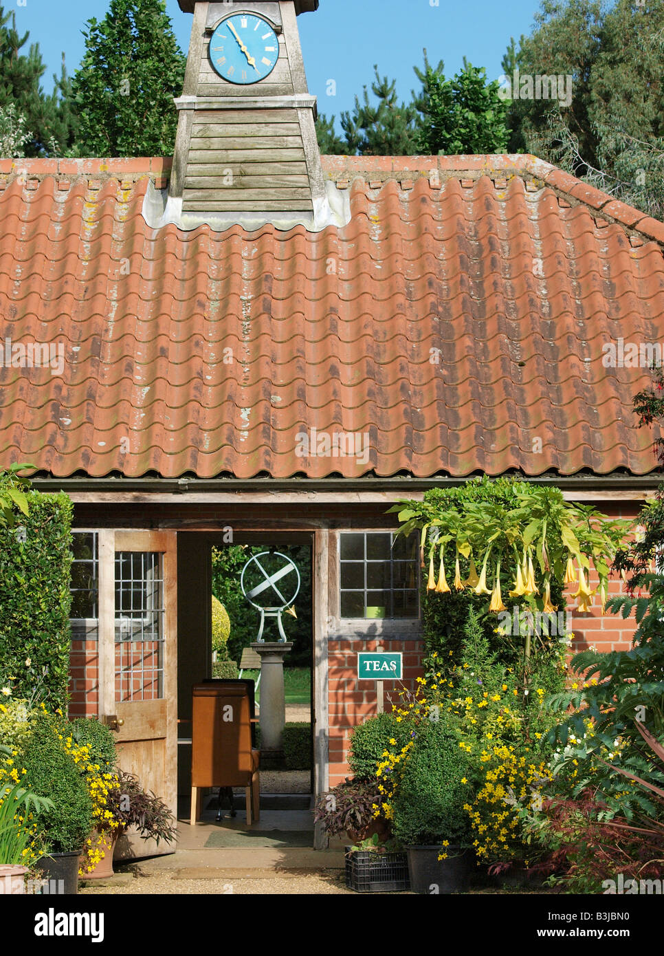 CAFE ENTRANCE EAST RUSTON OLD VICARAGE GARDEN NORFOLK EAST ANGLIA ...